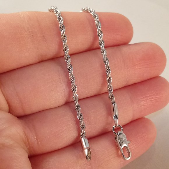 Accessories | Mens 925 Silver Twisted Rope Slim Diamond Cut Chain Bracelet Unisex Party Gift ...